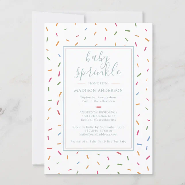 Colorful Sprinkles Baby Sprinkle Baby Shower Invitation | Zazzle