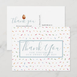 Colorful Sprinkles Baby Sprinkle Thank You Postcard | Zazzle