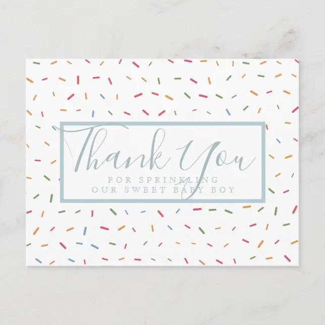 Colorful Sprinkles Baby Sprinkle Thank You Postcard | Zazzle
