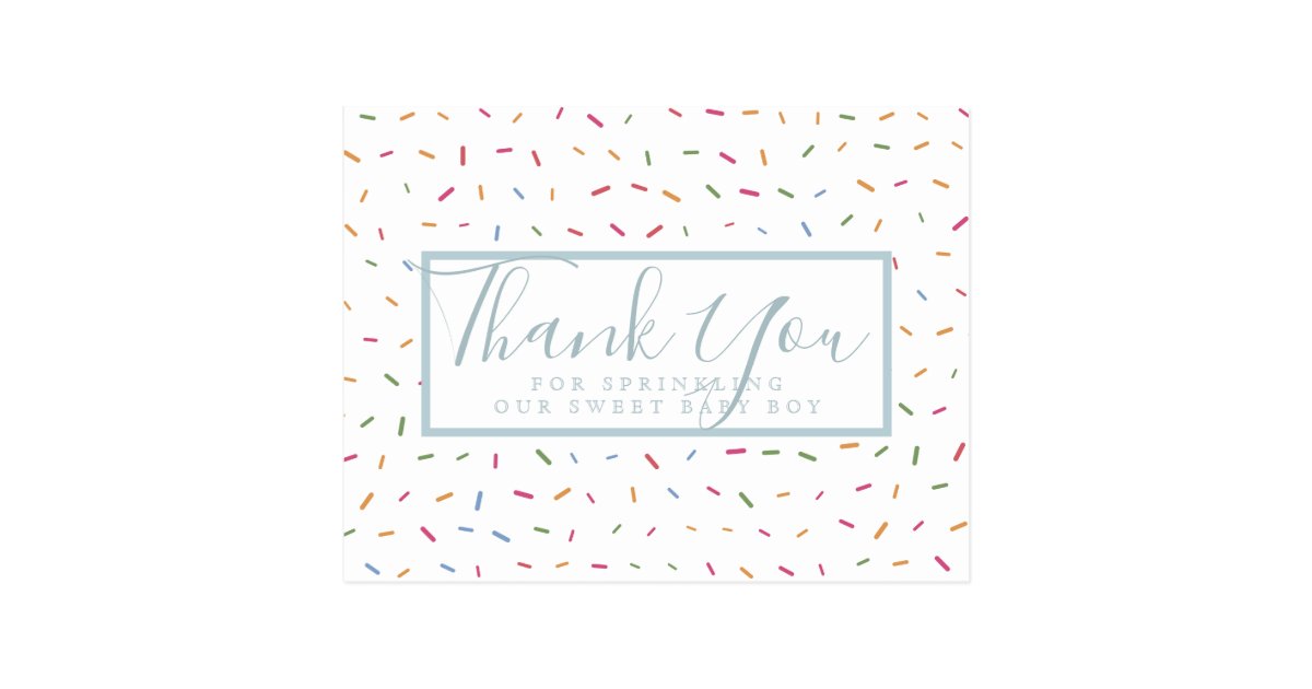 Colorful Sprinkles Baby Sprinkle Thank You Postcard | Zazzle.com