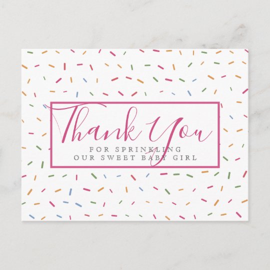 Colorful Sprinkles Baby Sprinkle Thank You Postcard | Zazzle.com