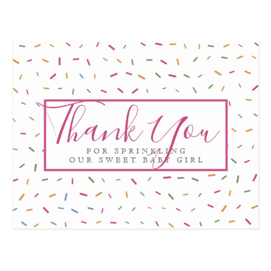 Colorful Sprinkles Baby Sprinkle Thank You Postcard | Zazzle.com