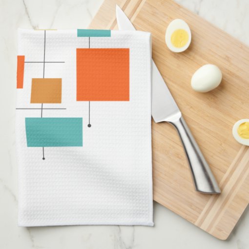 Colorful Squares Geometric Mid Century Modern Kitchen Towel | Zazzle