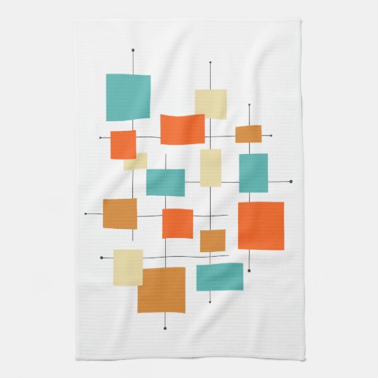 Colorful Squares Geometric Mid Century Modern Kitchen Towel | Zazzle.com
