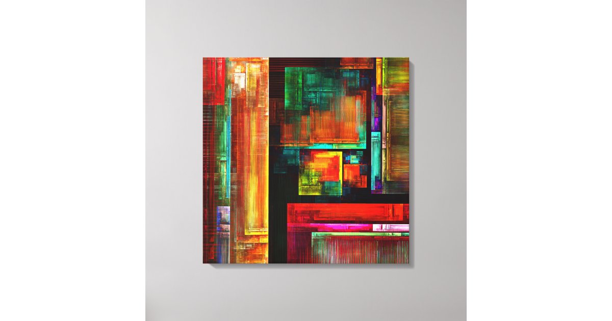 Colorful Squares Modern Abstract Art Pattern #04 Canvas Print | Zazzle