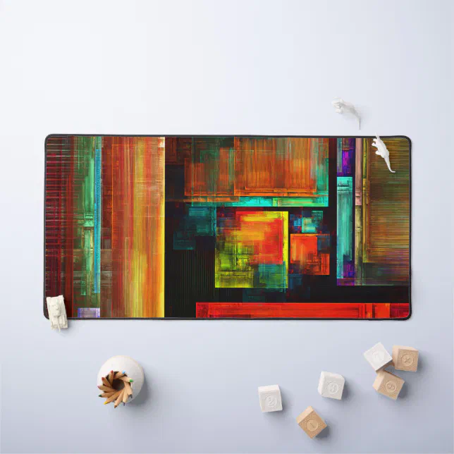 Colorful Squares Modern Abstract Art Pattern #04 Desk Mat | Zazzle