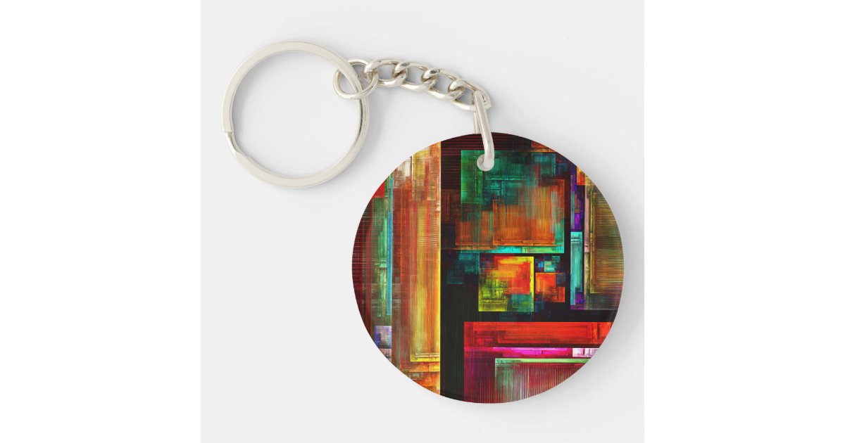 Colorful Squares Modern Abstract Art Pattern #04 Keychain | Zazzle