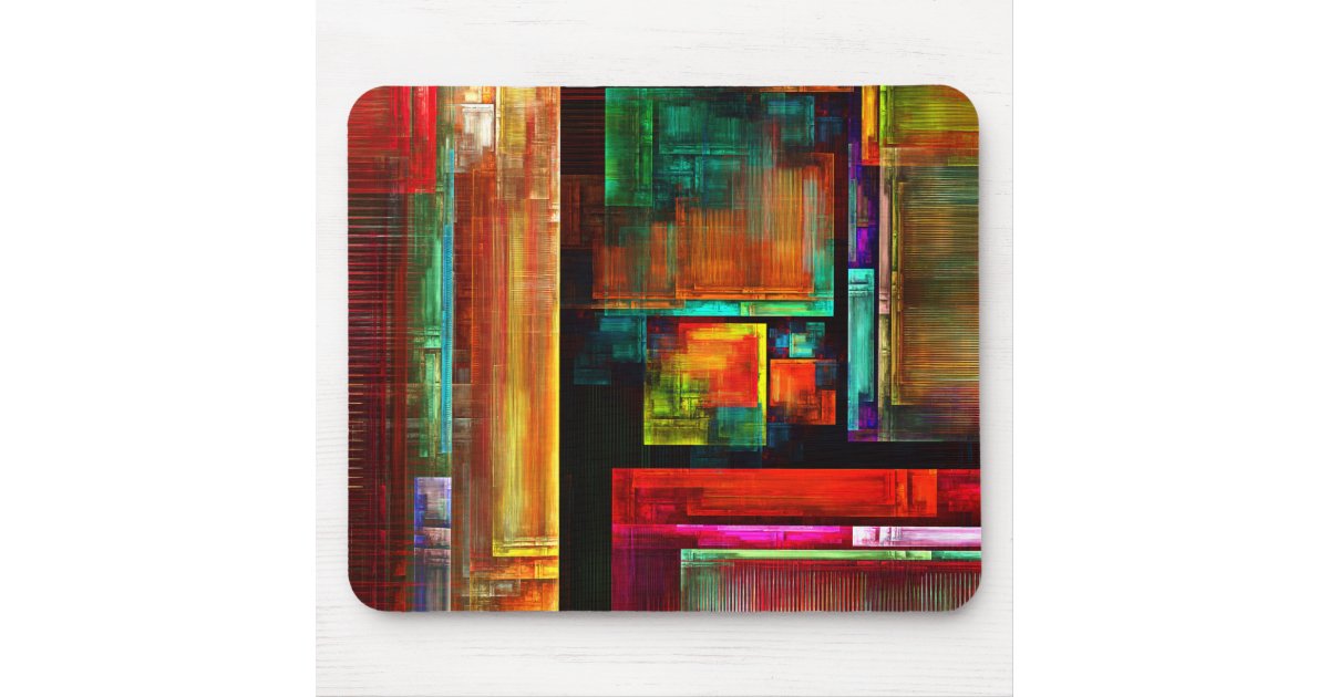 Colorful Squares Modern Abstract Art Pattern #04 Mouse Pad | Zazzle