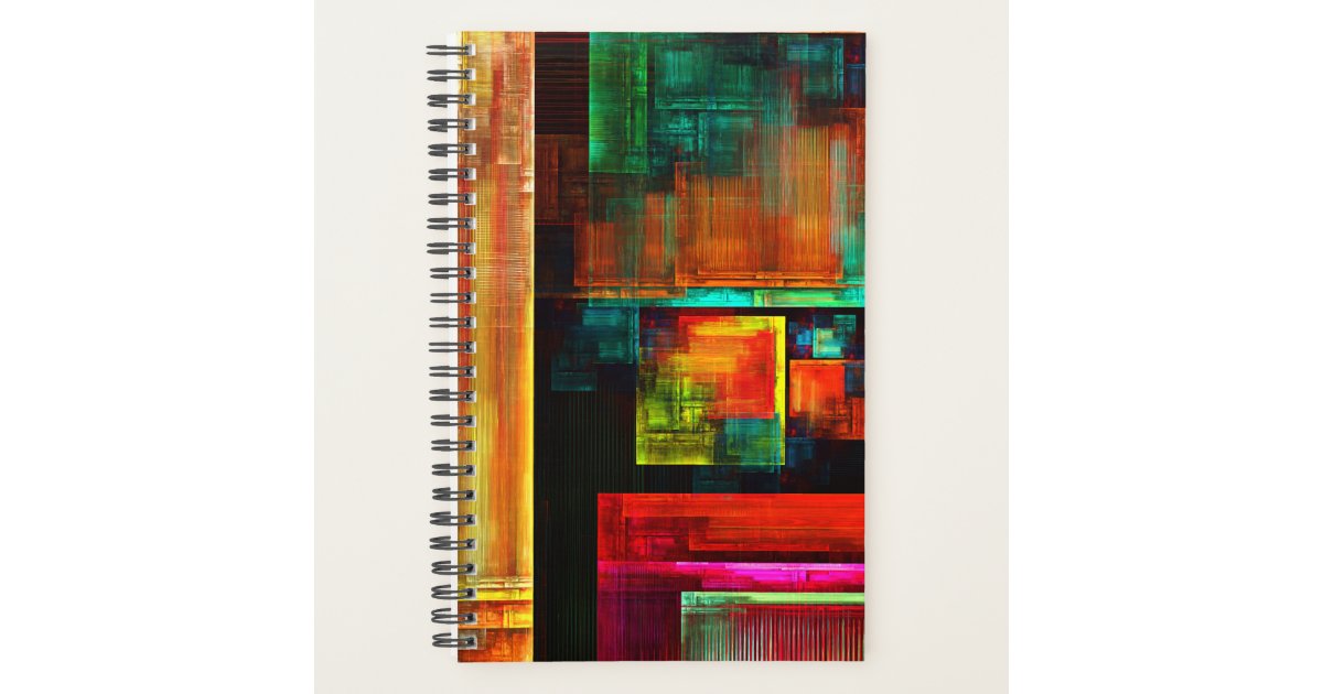 Colorful Squares Modern Abstract Art Pattern #04 Planner | Zazzle