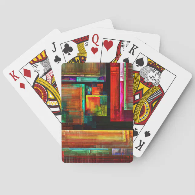 Colorful Squares Modern Abstract Art Pattern #04 Poker Cards | Zazzle