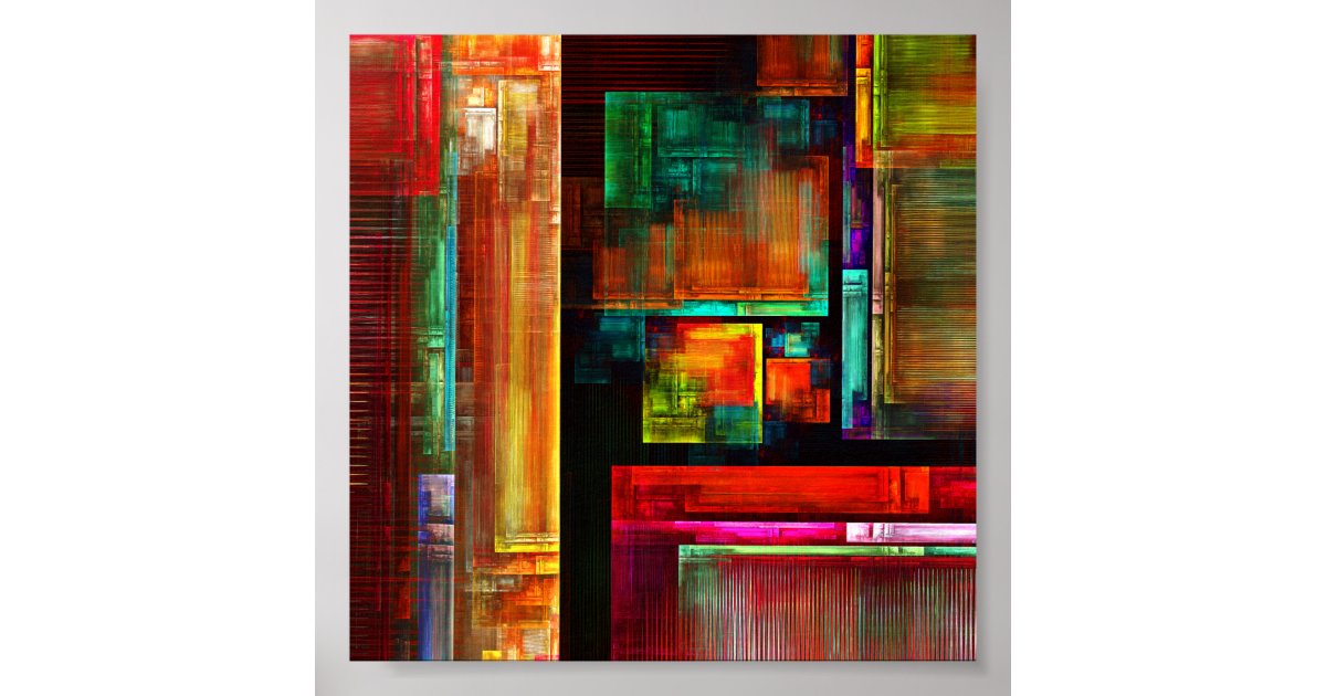Colorful Squares Modern Abstract Art Pattern #04 Poster | Zazzle