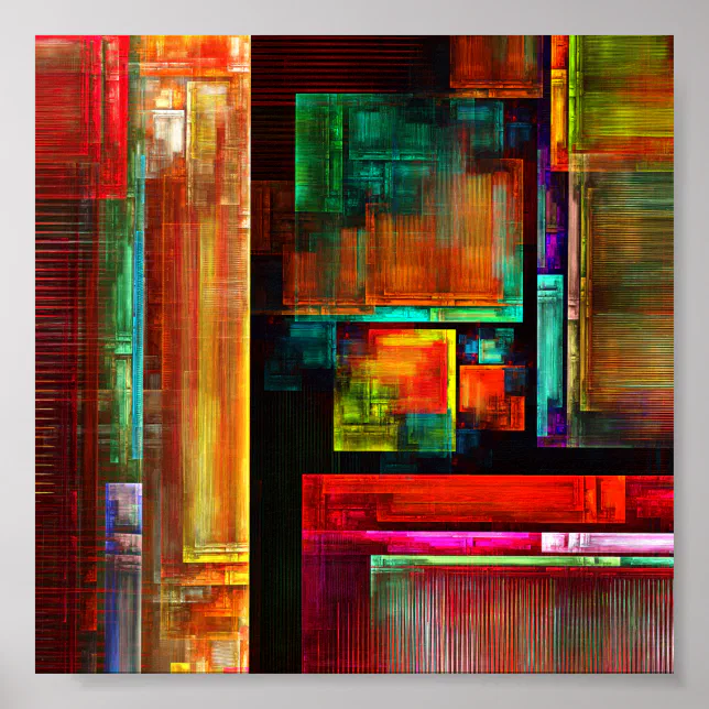 Colorful Squares Modern Abstract Art Pattern #04 Poster | Zazzle