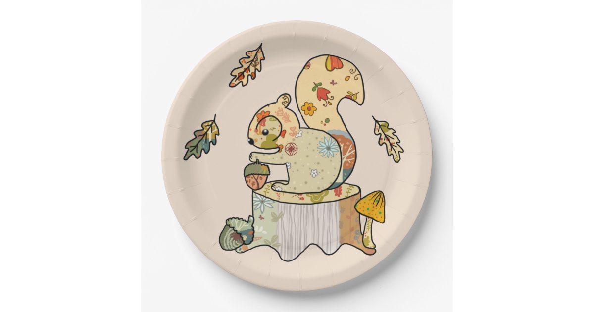 colorful squirrel paper plates | Zazzle