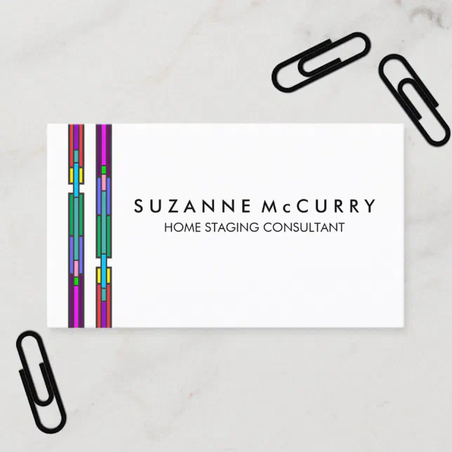 Colorful Stained Glass Design Home Staging Business Card | Zazzle