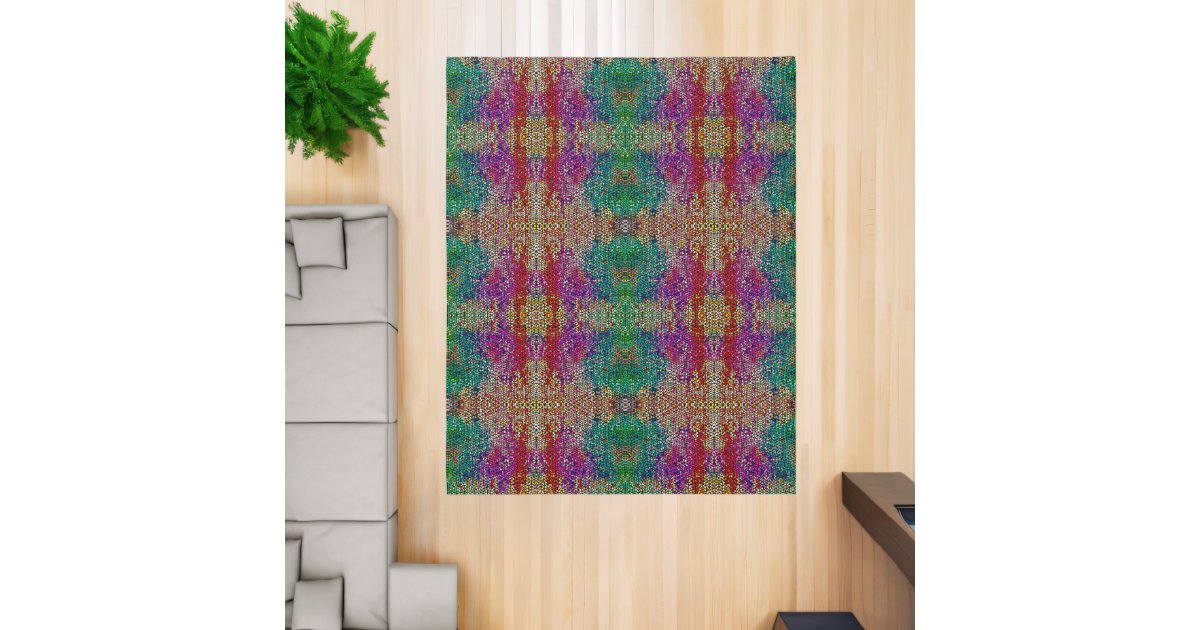 Colorful Stained Glass Mosaic Pattern Rug Large | Zazzle