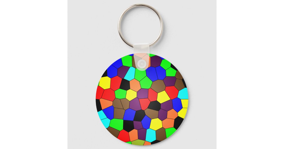 Colorful Stained Glass Mosaic Tiles Keychain | Zazzle