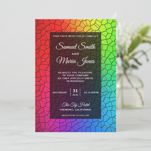 Colorful Stained Glass Mosaic Wedding Invitation | Zazzle