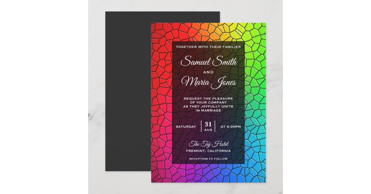 Colorful Stained Glass Mosaic Wedding Invitation | Zazzle