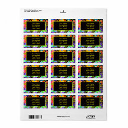 Colorful Stained Glass Rainbow Abstract Mosaic Label | Zazzle