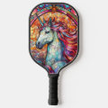 Colorful Stained Glass Unicorn Pickleball Paddle | Zazzle