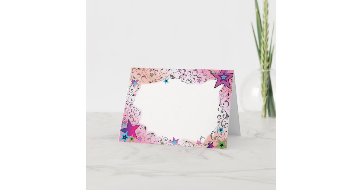 Colorful Star Border Greeting Card | Zazzle