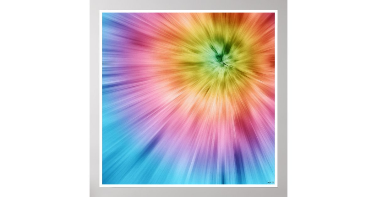 Colorful Starburst Tie Dye Poster | Zazzle