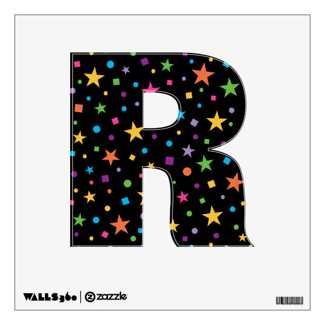 Colorful Stars Confetti Letter R Wall Decal | Zazzle