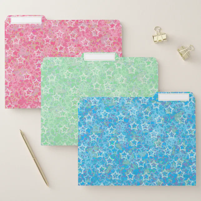 Colorful Stars File Folders | Zazzle