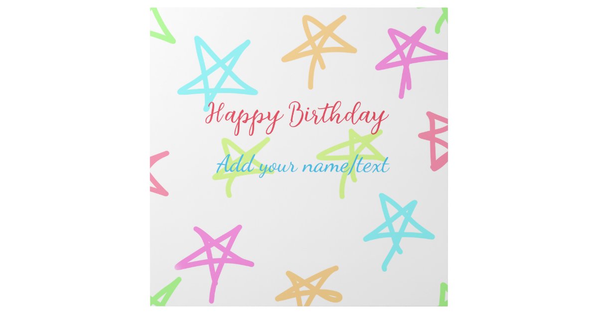 Colorful stars happy birthday add name text simple gallery wrap | Zazzle