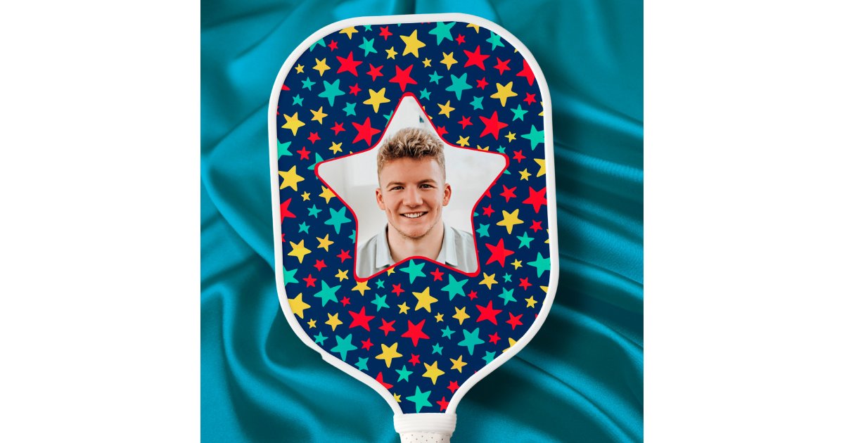 Colorful Stars Pickleball Star Player Custom Photo Pickleball Paddle ...