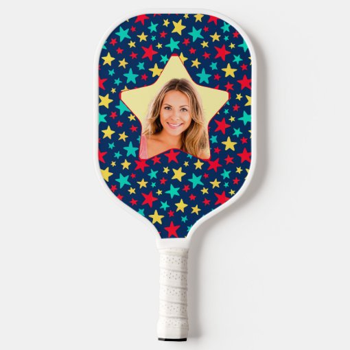 Colorful Stars Pickleball Star Player Custom Photo Pickleball Paddle ...