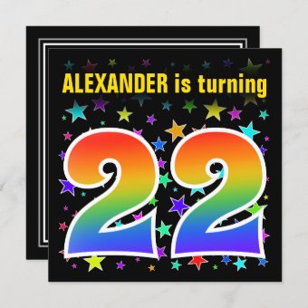 Colorful Stars + Rainbow Pattern "22" Birthday # Invitation | Zazzle