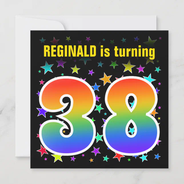 Colorful Stars + Rainbow Pattern "38" Birthday # Invitation | Zazzle