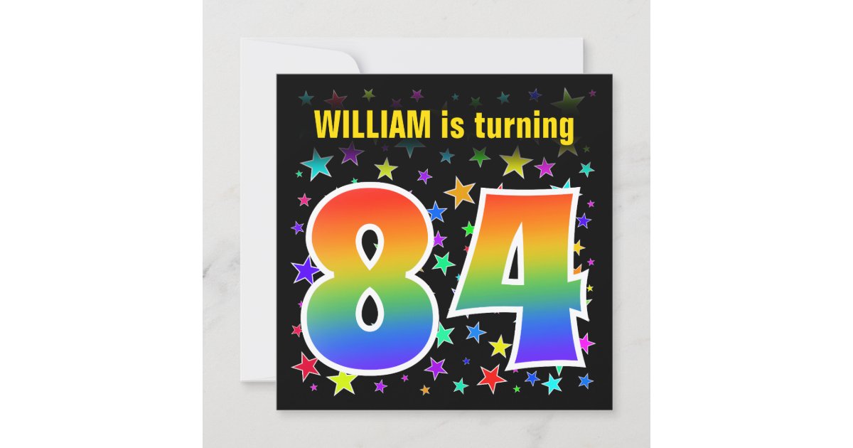 Colorful Stars + Rainbow Pattern "84" Birthday # Invitation | Zazzle