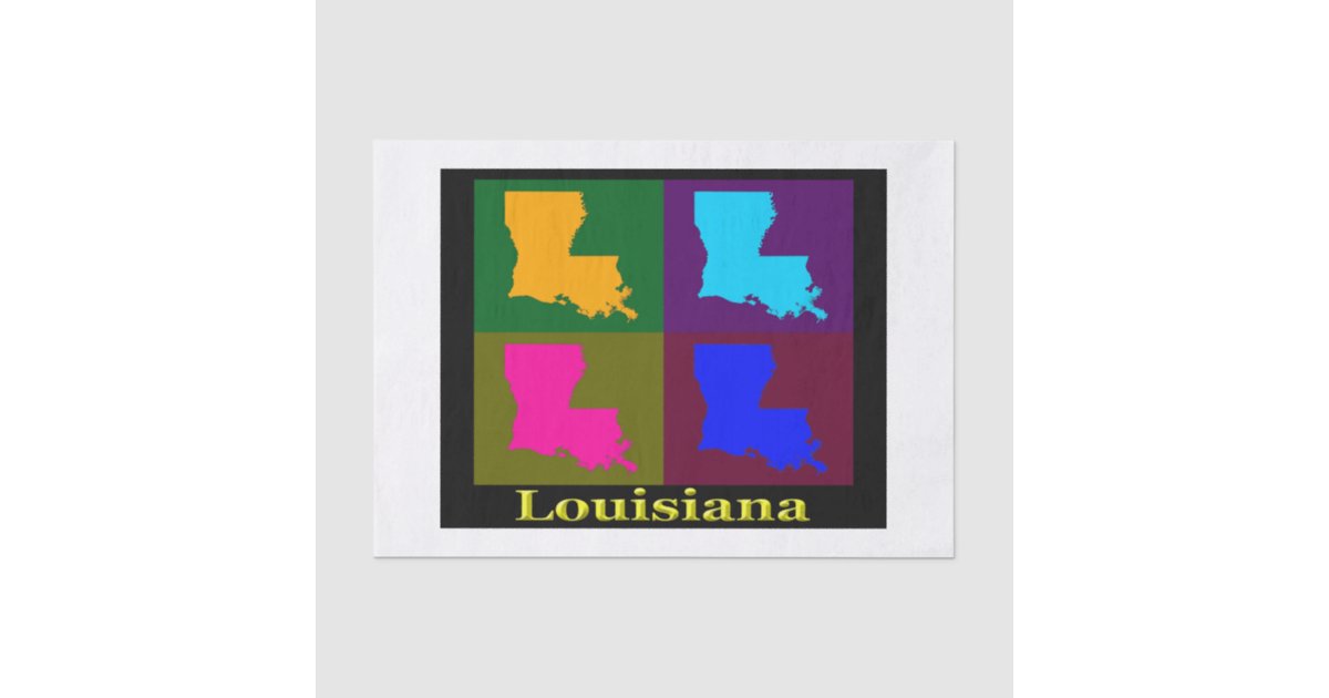 Colorful State of Louisiana Pop Art Map Tissue Paper | Zazzle