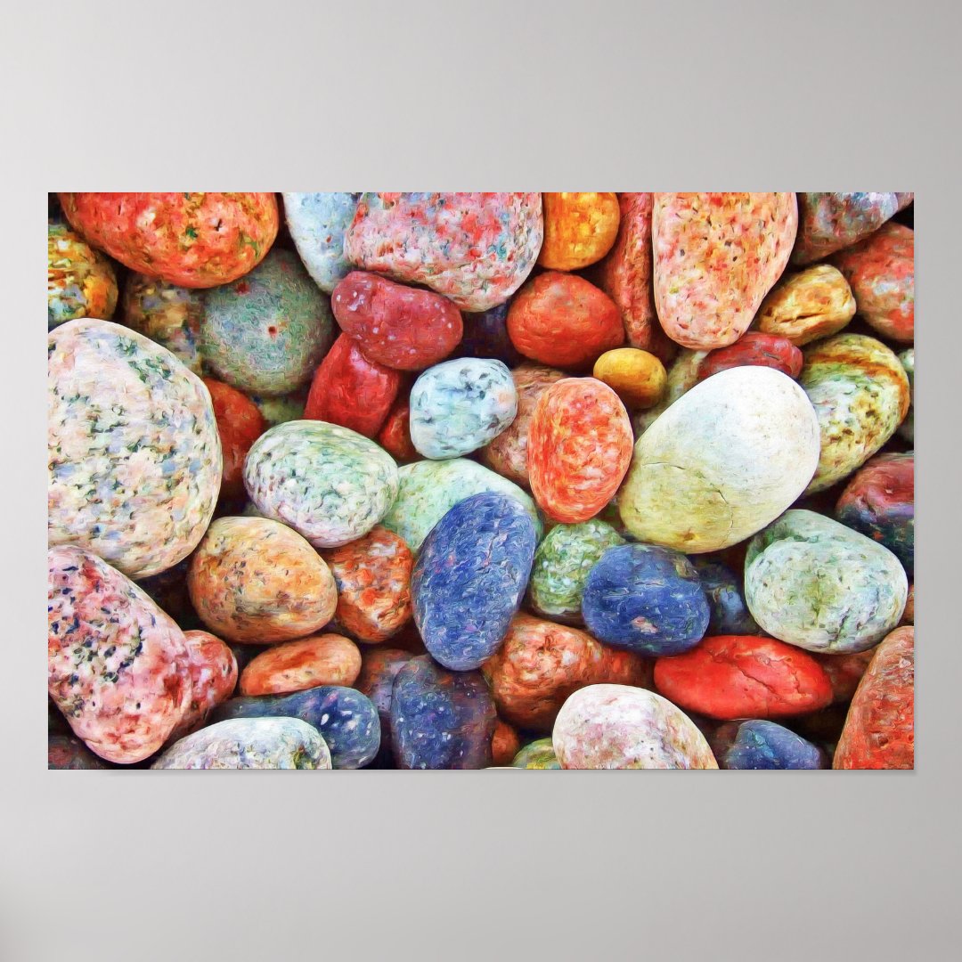 Colorful Stones - River Rocks Painting Poster | Zazzle