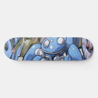 Colorful Street Art Robot Skateboard | Zazzle