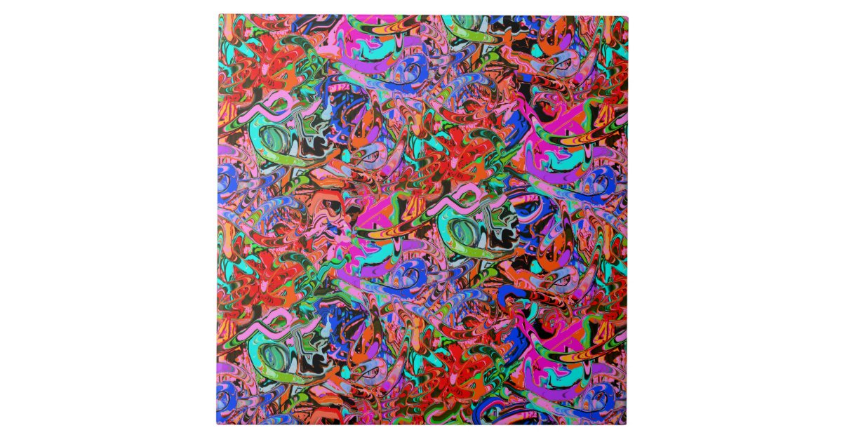Colorful street style graffiti ceramic tile | Zazzle
