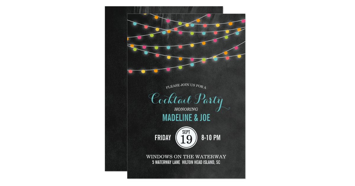 Colorful String Lights Cocktail Party Invitation | Zazzle.com