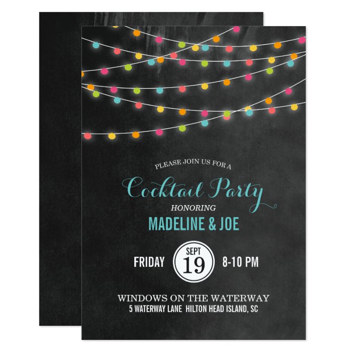 Colorful String Lights Cocktail Party Invitation | Zazzle.com