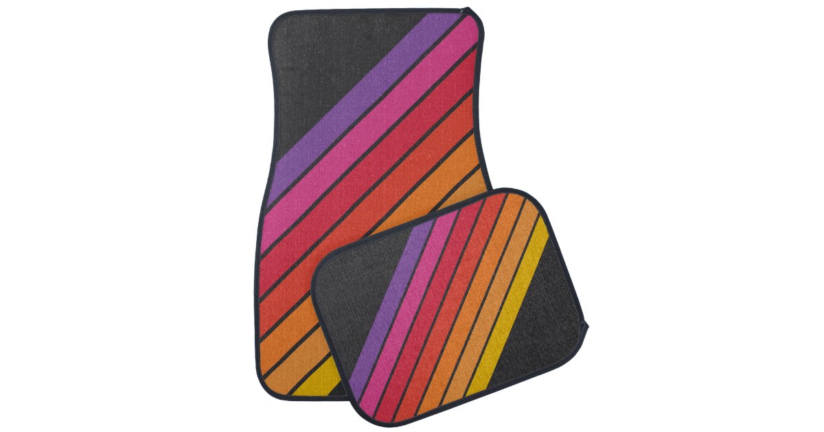 Colorful Striped 70s 80s Classic Retro Stripes Car Floor Mat | Zazzle