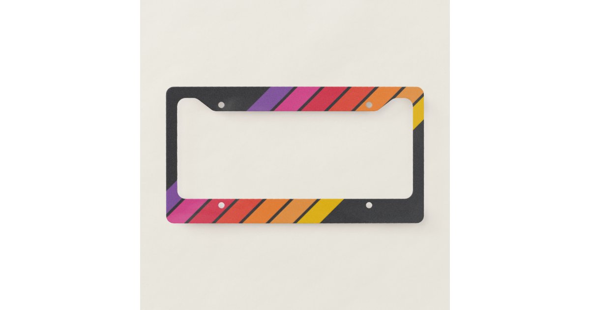 Colorful Striped 70s 80s Classic Retro Stripes License Plate Frame | Zazzle