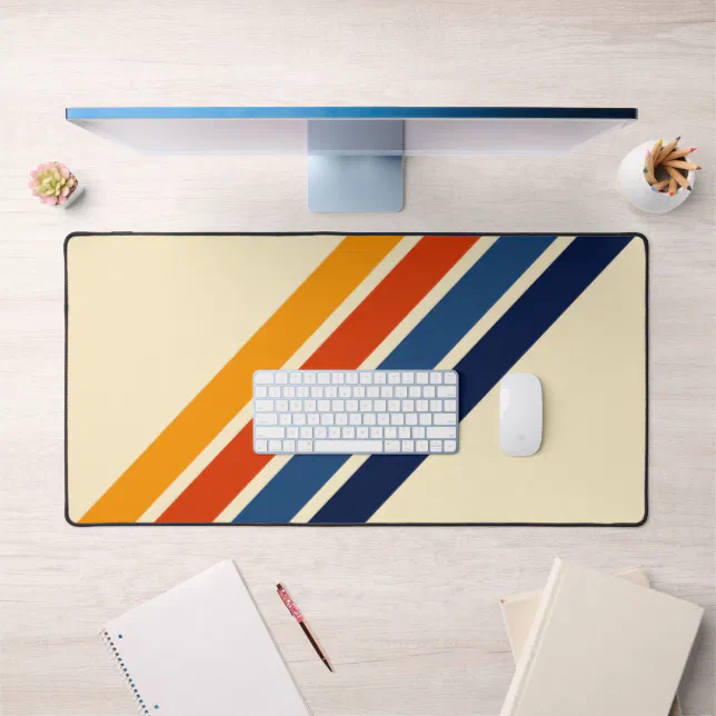 Colorful Striped 70s 80s Retro Racing Stripes Desk Mat | Zazzle