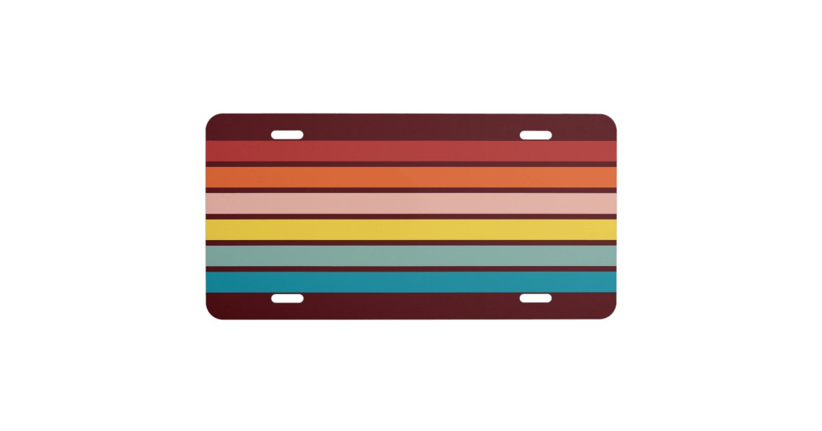 Colorful Striped 70s 80s Retro Racing Stripes License Plate | Zazzle