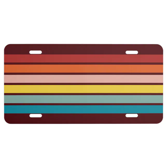 Colorful Striped 70s 80s Retro Racing Stripes License Plate | Zazzle