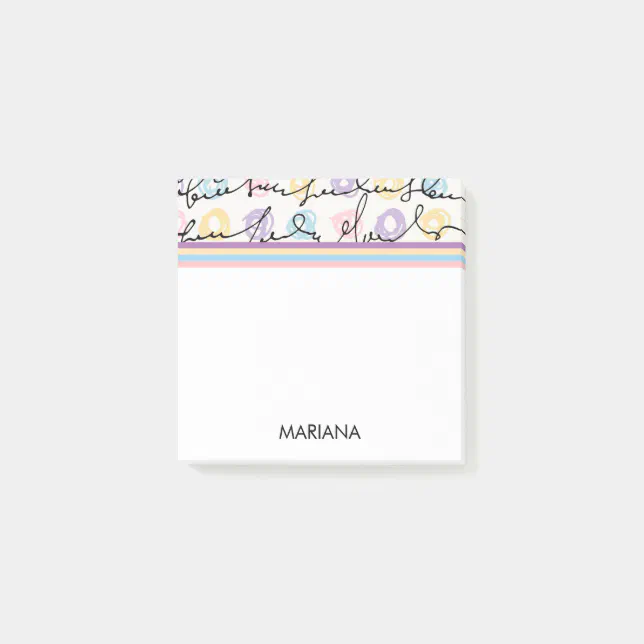 Colorful Stripes And Circles And Text Hand Writing Post-it Notes | Zazzle