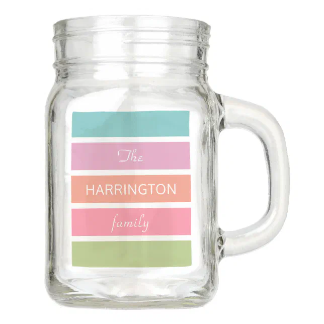 Colorful Stripes custom text mason jars | Zazzle