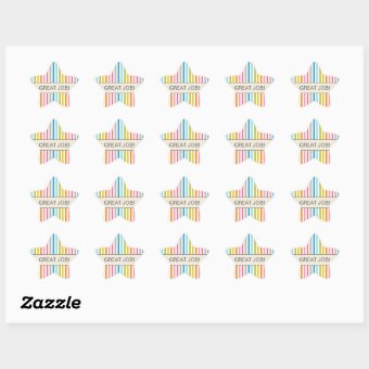 Colorful Stripes "Great Job" Star Sticker | Zazzle