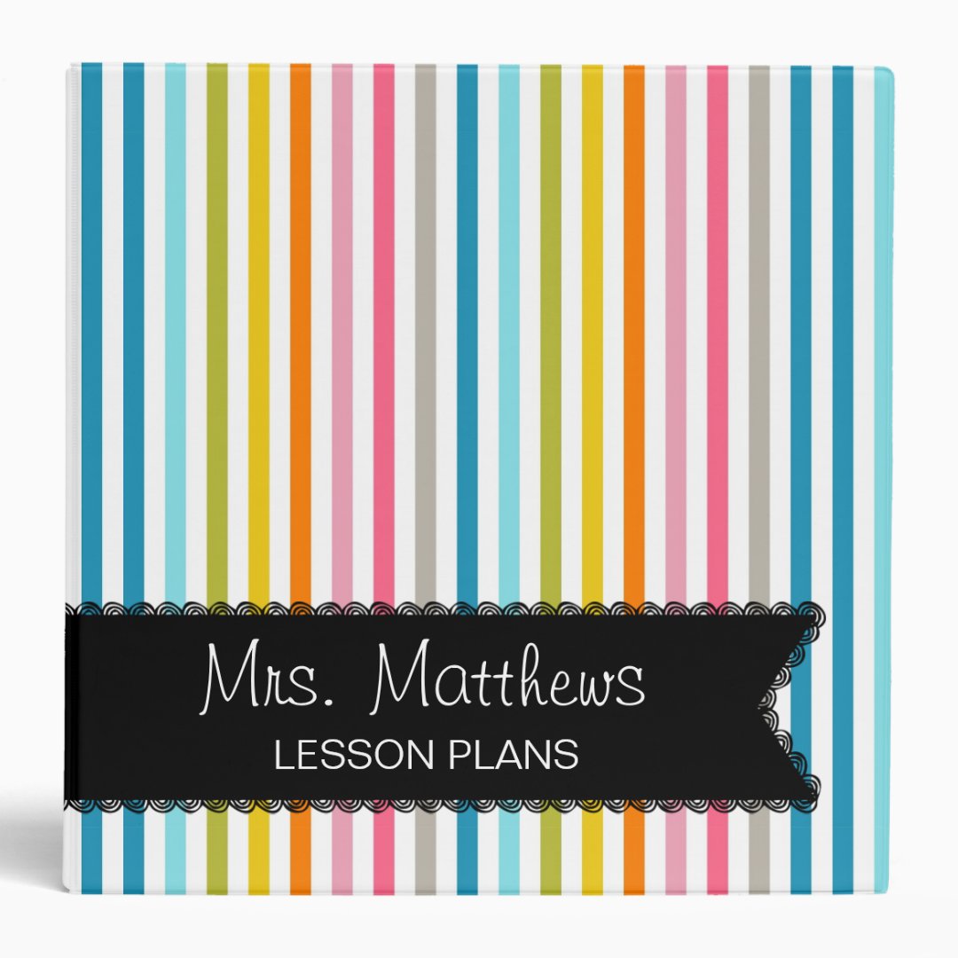 Colorful Stripes Lesson Plan Binder | Zazzle