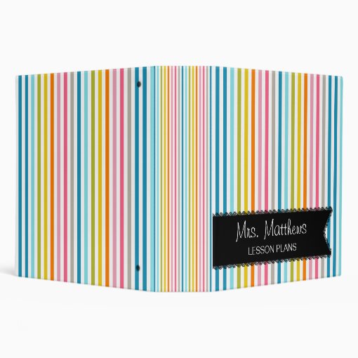 Colorful Stripes Lesson Plan Binder | Zazzle